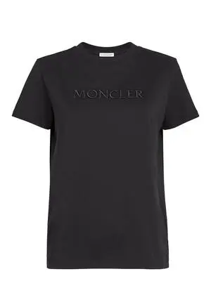 Moncler Embroidered Tonal Logo T-shirt - Black