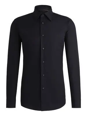 BOSS Stretch-cotton Slim Shirt - Navy