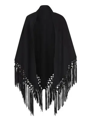 Colombo Cashmere And Leather Fringe-trim Cape - Black