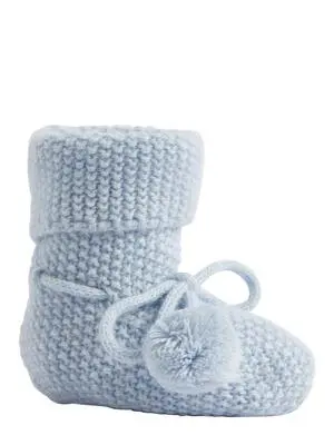 Trotters Pom-pom Booties - Blue