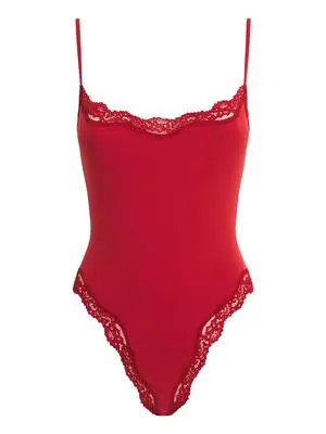 SKIMS Fits Everybody Lace-trim Bodysuit - Red
