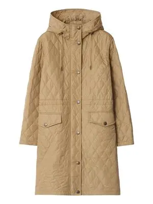 Burberry Nylon Quilted Hooded Parka - Beige