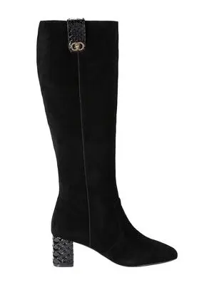 Kurt Geiger Suede Knee-high Boots With Chelsea Trim - Black