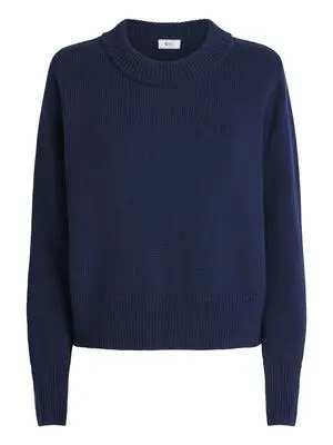 WITH NOTHING UNDERNEATH Wool Devon Sweater Navy