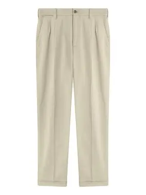 Dunhill Stretch-cotton Twill Double-pleat Chinos - Grey