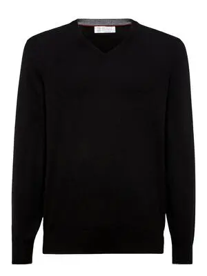 Brunello Cucinelli Cashmere V-neck Sweater - Black