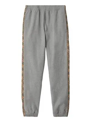 Burberry Cotton Check-stripe Slim Sweatpants - Grey