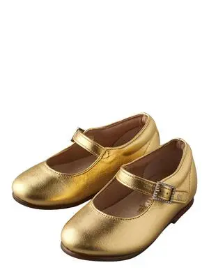 MIKI HOUSE Leather Mary Janes - Gold