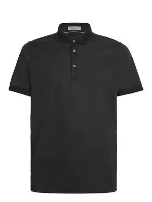 Corneliani Cotton Jersey Polo Shirt - Black