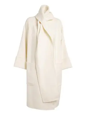 WOLK MORAIS Cashmere Cunardier High-neck Coat - Ivory