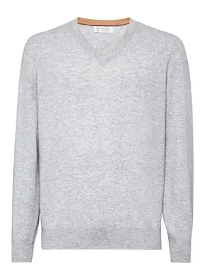 Brunello Cucinelli Cashmere V-neck Sweater - Grey