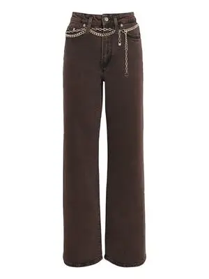 Maje Chain-detail Wide-leg Jeans - Brown