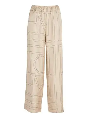TOTEME Silk Monogram Trousers - Ivory