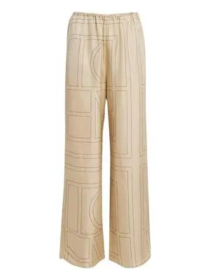 TOTEME Silk Monogram Trousers - Ivory