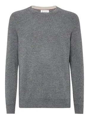 Brunello Cucinelli Cashmere Ribbed Sweater - Grey