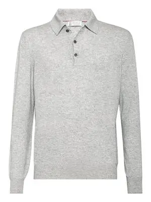 Brunello Cucinelli Cashmere Long-sleeve Polo Sweater - Grey
