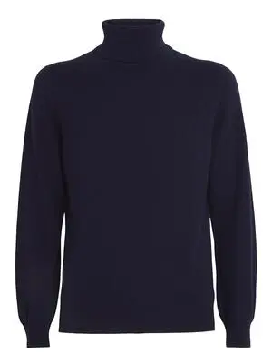 Harrods Cashmere Rollneck Sweater Navy