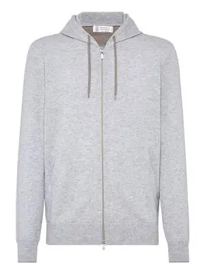 Brunello Cucinelli Cashmere Hooded Cardigan - Grey