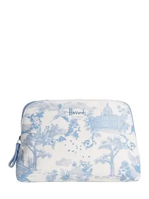 Harrods Toile Half Moon Cosmetic Bag - Blue
