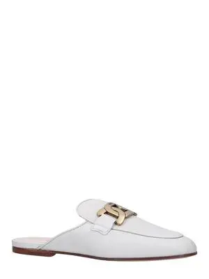TOD'S Leather Slippers - White
