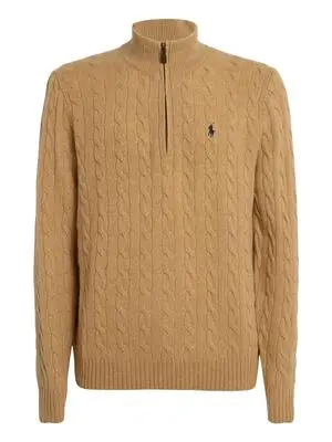 Polo Ralph Lauren Wool-cashmere Quarter-zip Sweater - Brown