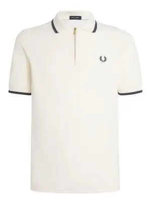 Fred Perry Cotton Crepe Piqué Polo Shirt - White
