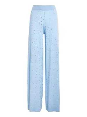 ALLUDE Wool-cashmere Crystal-embellished Trousers - Blue