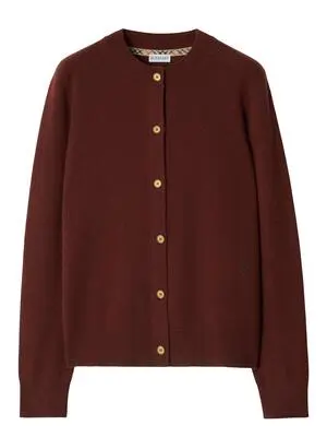 Burberry Cashmere Cardigan With Equestrian Knight Design - Burgundy