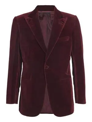 Brioni Velvet Single-breasted Blazer - Burgundy