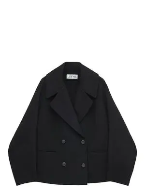 Loewe Wool Double-breasted Short Coat - Black