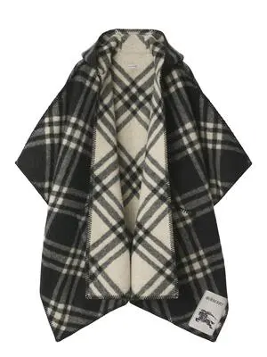 Burberry Wool Reversible Check Cape - Black