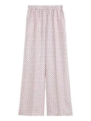Max Mara Silk Twill Printed Wide-leg Trousers - Pink