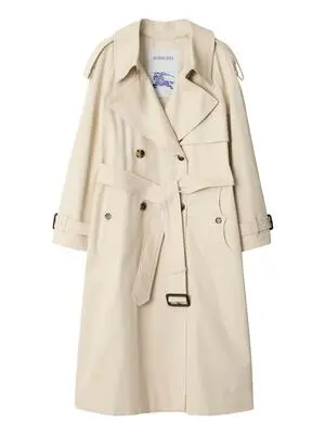 Burberry Long Gabardine Fitzrovia Trench Coat - White
