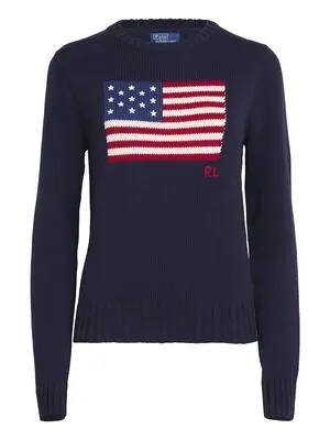 Polo Ralph Lauren Cotton American Flag Sweater - Navy