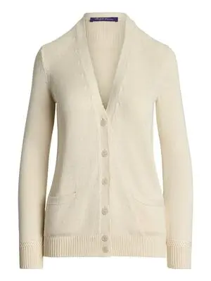 Ralph Lauren Mulberry Silk V-neck Cardigan - White