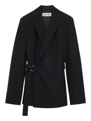 Loewe Wool Draped Blazer - Black