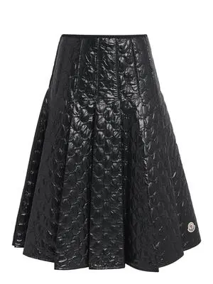 Moncler Quilted A-line Midi Skirt - Black
