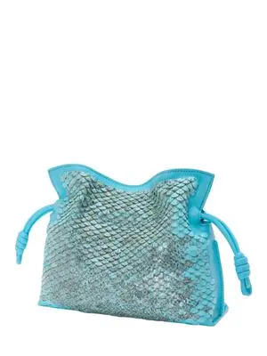 Loewe Mini Snakeskin Scales Flamenco Clutch Blue