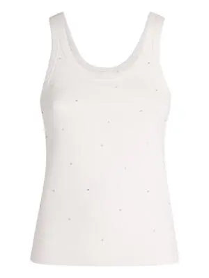 Sandro Stretch-cotton Diamanté Tank Top - Beige
