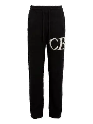 COLE BUXTON Wool-blend Logo Sweatpants - Black