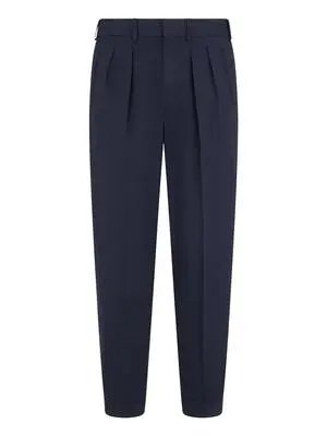 TOM FORD Cotton-silk Tailored Trousers - Navy