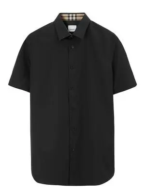 Burberry Stretch-cotton Short-sleeve Shirt - Black
