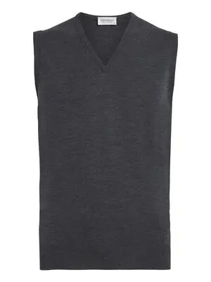 John Smedley Merino Wool V-neck Sweater Vest - Grey