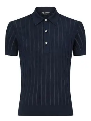 TOM FORD Cotton-silk Polo Shirt - Blue