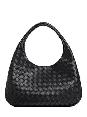 Bottega Veneta Medium Intrecciato Campana Shoulder Bag - Black