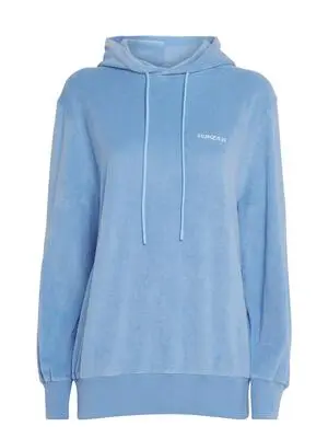 Hunza G Cotton Terry Towelling Hoodie - Blue