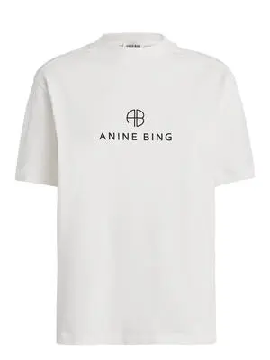 ANINE BING Cotton Monogram T-shirt - Ivory