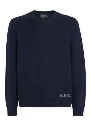 A.p.c. Merino Wool Edward Logo Sweater - Navy