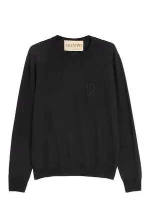 Valentino Garavani Virgin Wool Monogram Sweater - Black