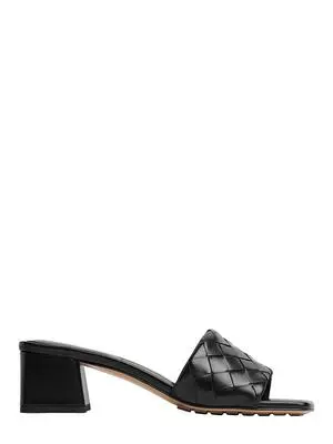 Bottega Veneta Lambskin Parco Heeled Mules - Black